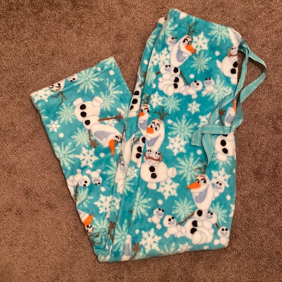 Disney | Intimates & Sleepwear | Disney Olaf Fuzzy Lounge Pants S Euc ...